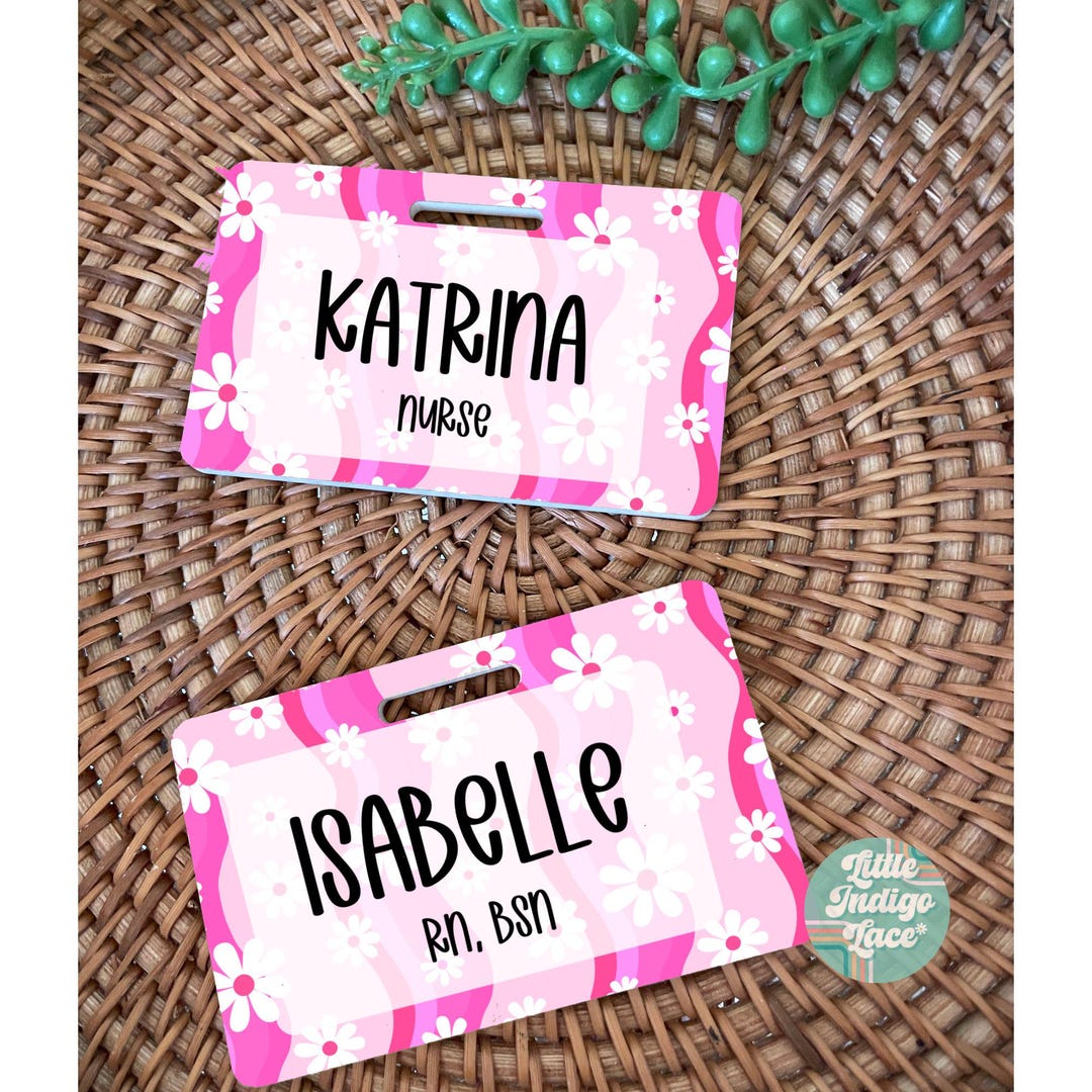 Groovy Retro ER Badge Name Tag, Personalized Name Tag, NICU Nurse Badge ...