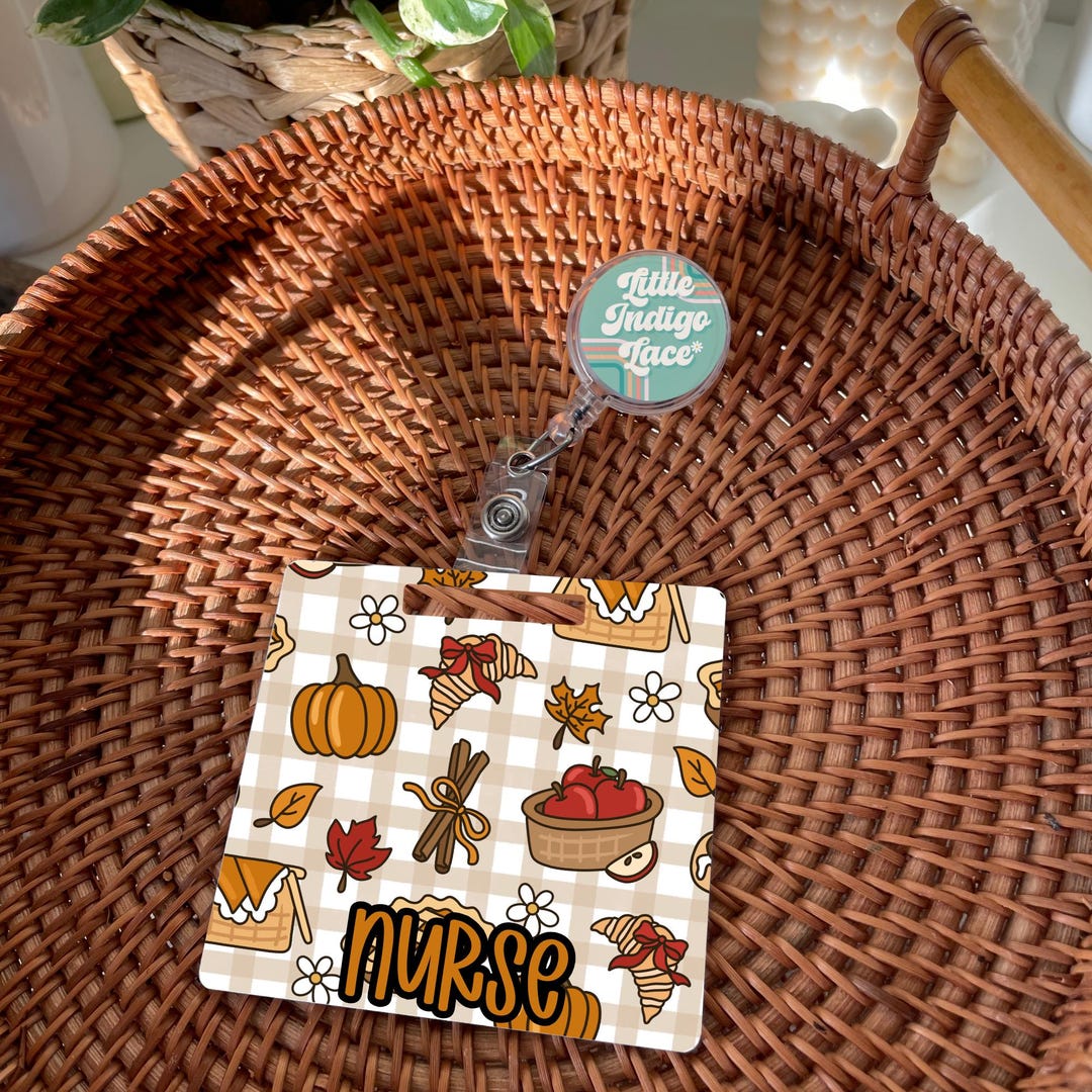 Fall Nurse Badge Buddy Holder, Pumpkin Peds Nurse Badge, NICU Rn Badge ...