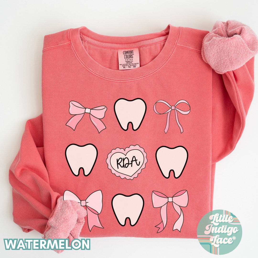 Coquette Pink Bow Dental Assistant Comfort Color Sweatshirt, Dental ...