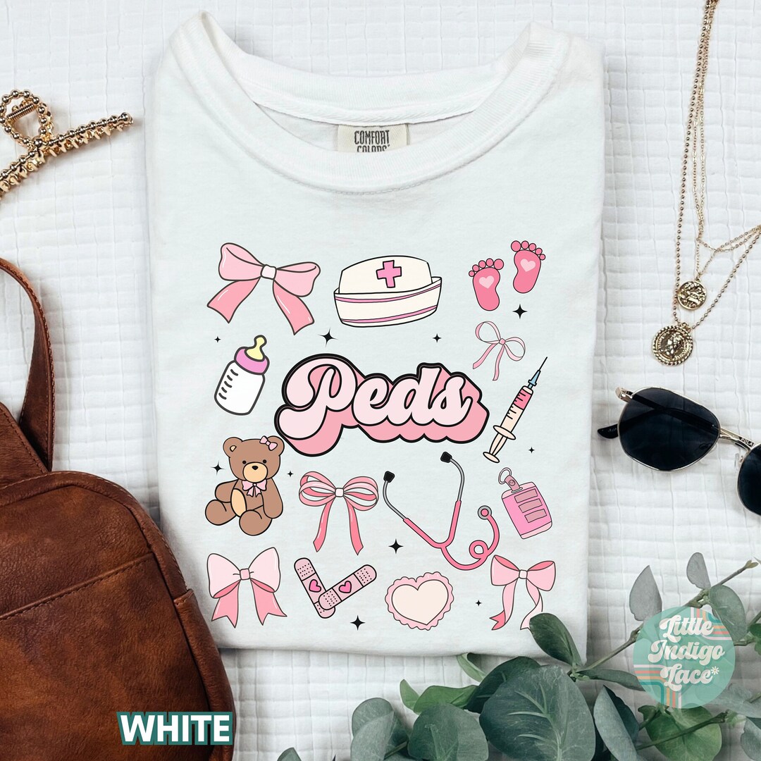 PEDS Nurse Shirt Comfort Colors Coquette Nurse Shirt Pink Bow Pediatric ...