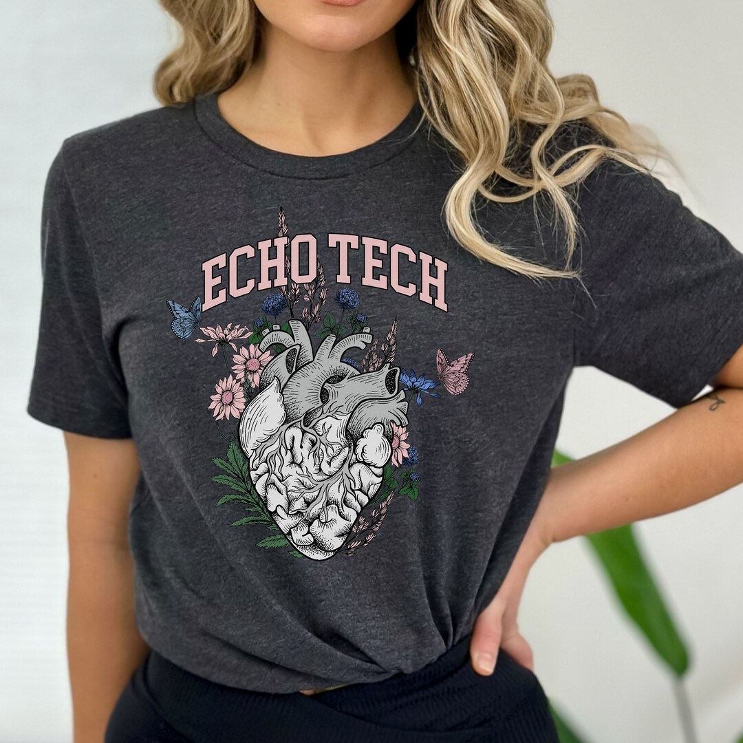 Floral Rdcs Shirt, Anatomical Heart Tshirt, Echo Tech Shirt, Cardiac ...
