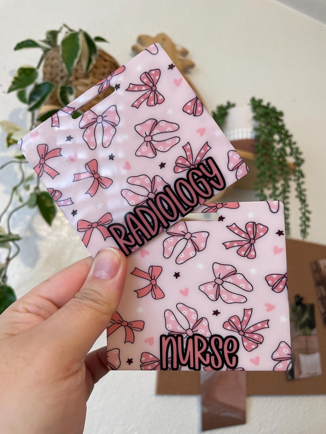 Coquette Pink Bow Xray Badge Buddy Holder, Gift for RN, NICU Nurse ...