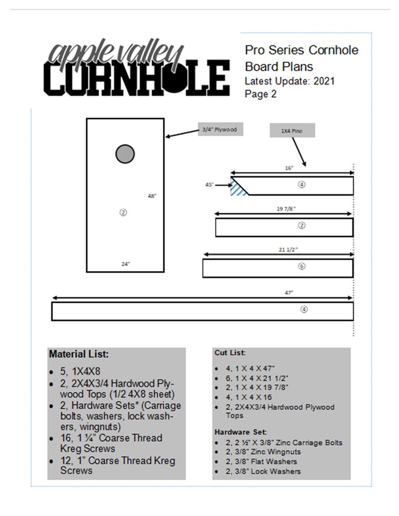 Cornhole Board Downloadable Plans Pro Series - Etsy