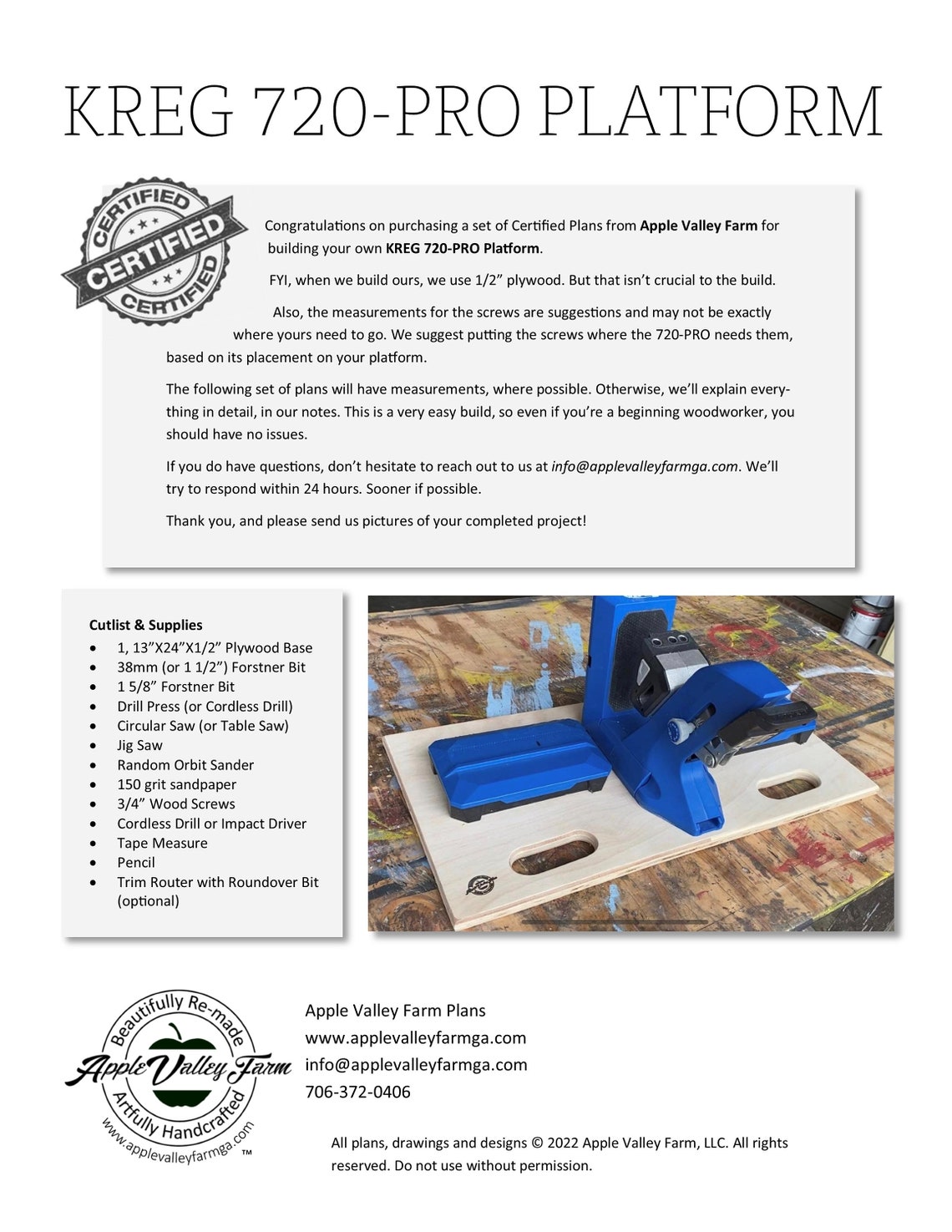 KREG 720 Pro Platform Downloads Plans - Etsy