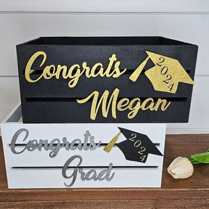 Personalized Graduation Card Box. Custom Wooden Graduation Gift Box ...