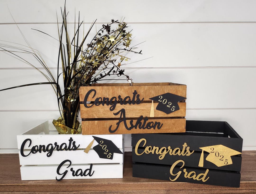 Personalized Graduation Card Box. Custom Wooden Graduation Gift Box ...