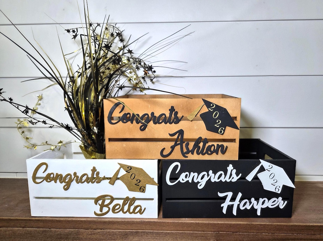 Personalized Graduation Card Box, Custom Wooden Graduation Gift Box ...