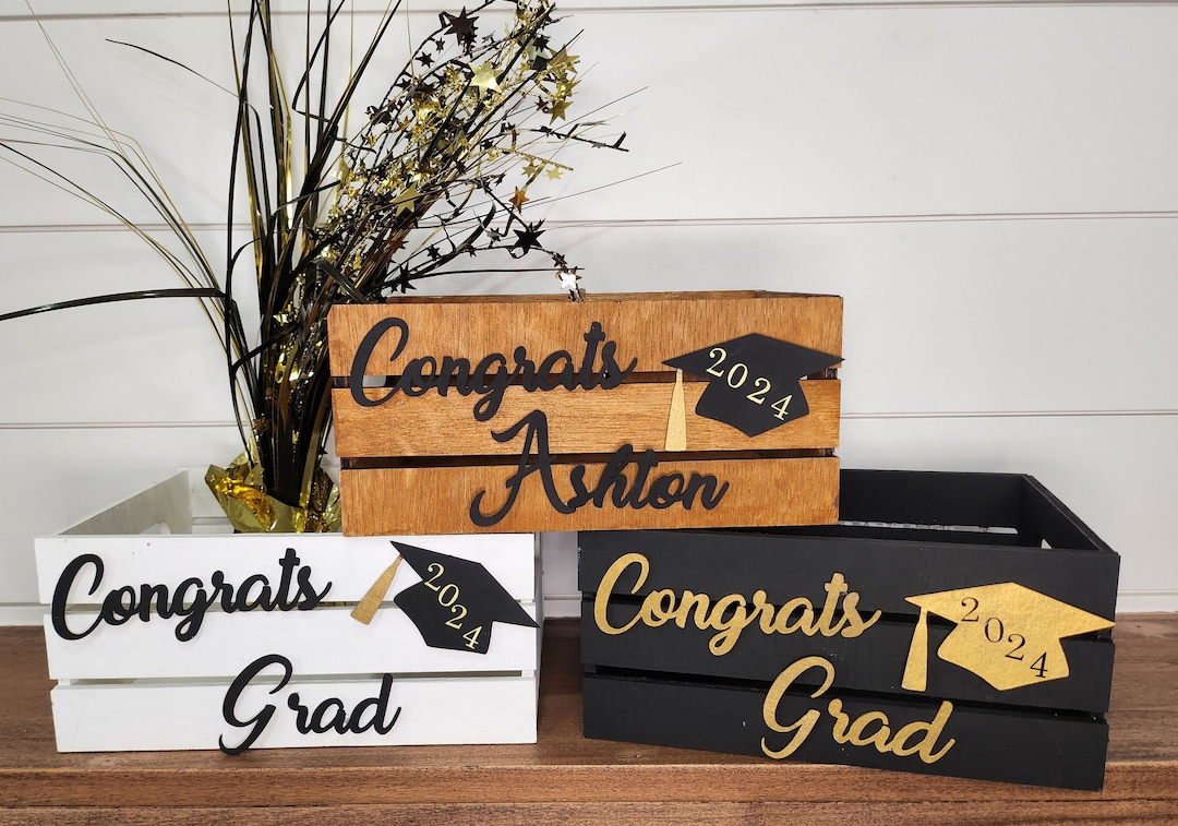Personalized Graduation Card Box. Custom Wooden Graduation Gift Box ...