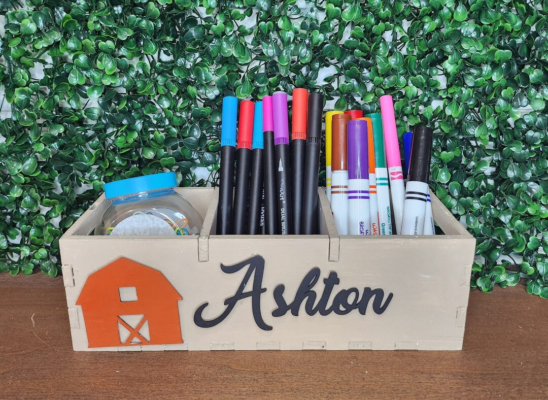 Personalized Kids' Farm Wood Desk Organizer Holder. Farm Nursery Decor ...