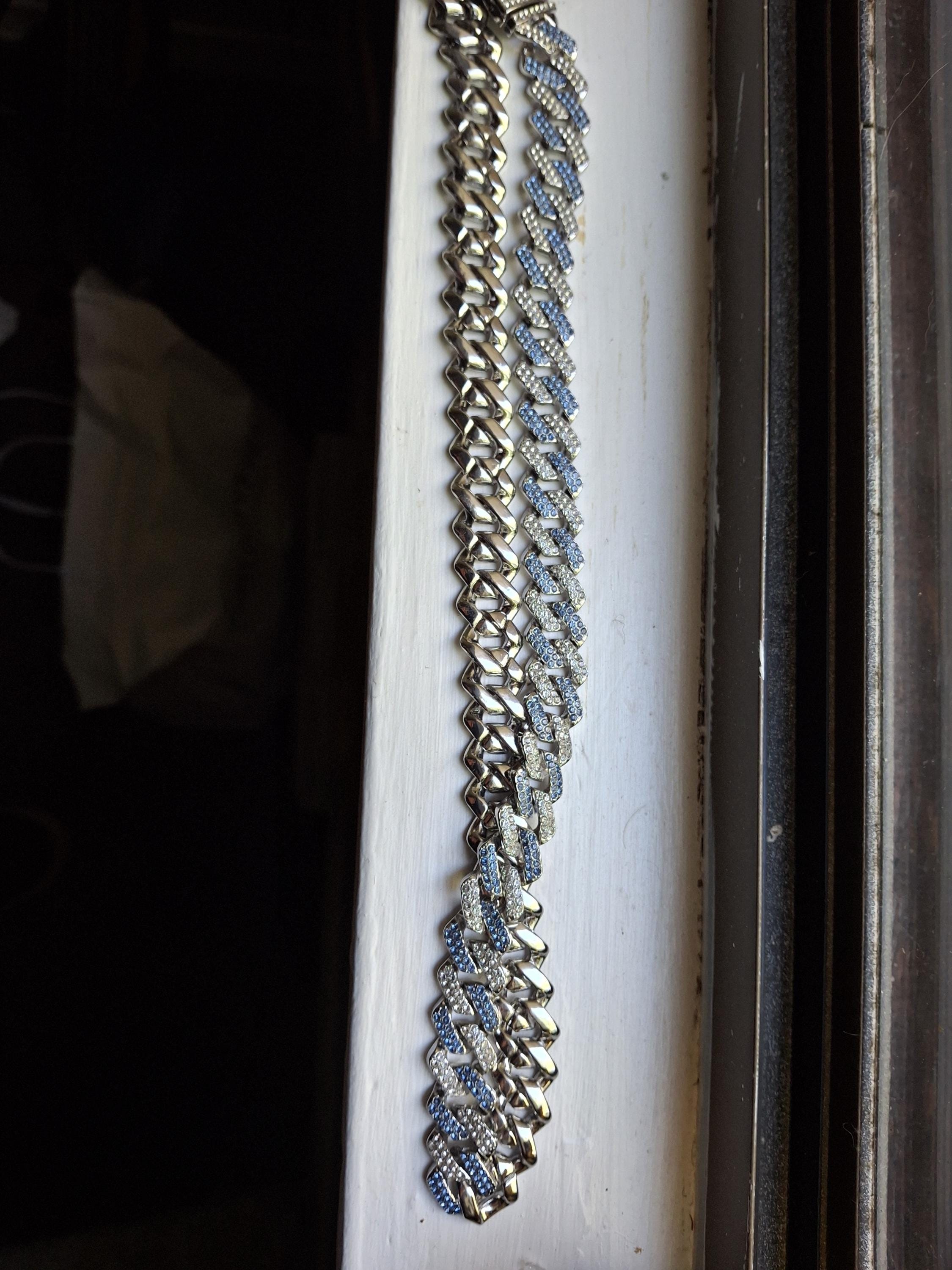 Iced Out White and Blue Cuban Chain - Etsy