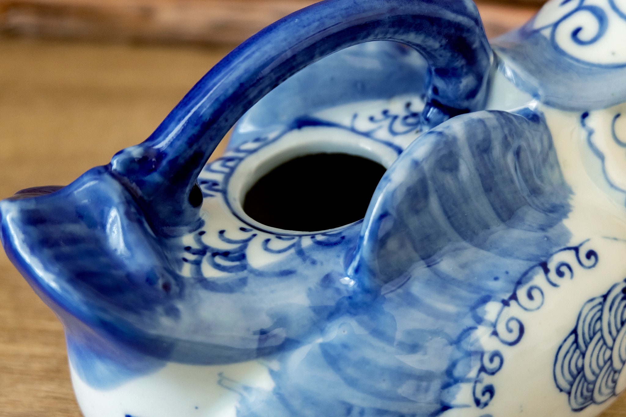 Vintage Chinese Blue and White Phoenix Teapot, Hand-painted - Etsy