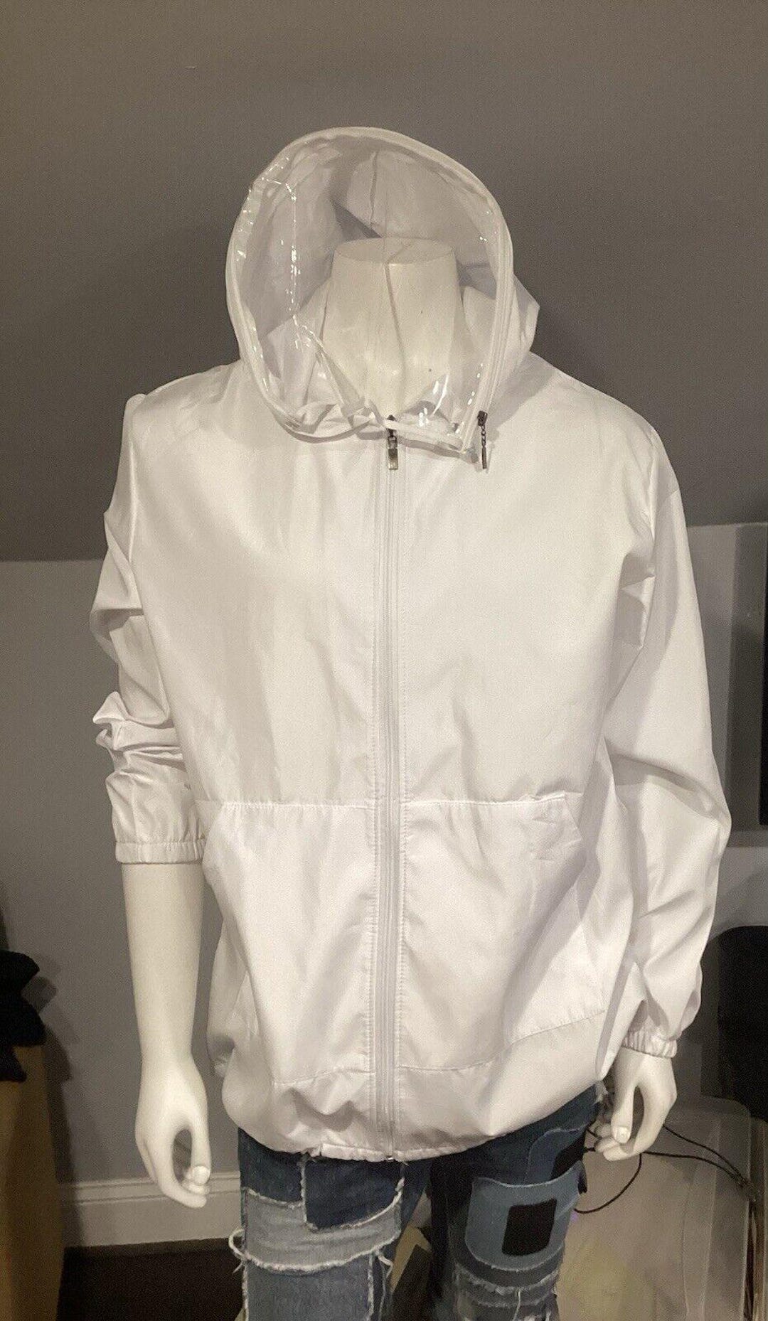 White Jacket With Face Shield and Hood L - Etsy