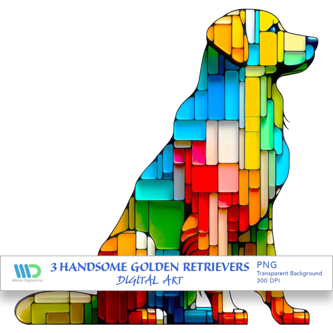 Handsome Golden Retriever Digital Artwork. These Digital Download ...