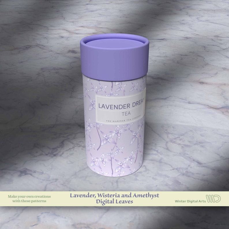 Seamless Digital PNG Patterns of Leaves and Rules in Lavender, Thistle, Lilac & Amethyst Great ...