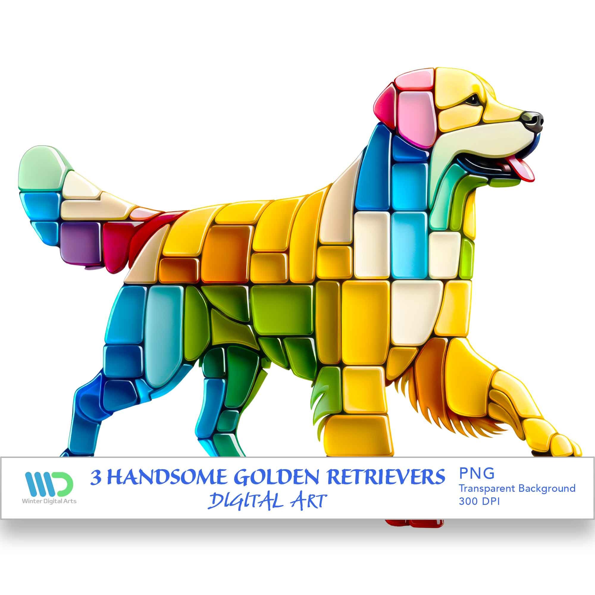Handsome Golden Retriever Digital Artwork. These Digital Download ...