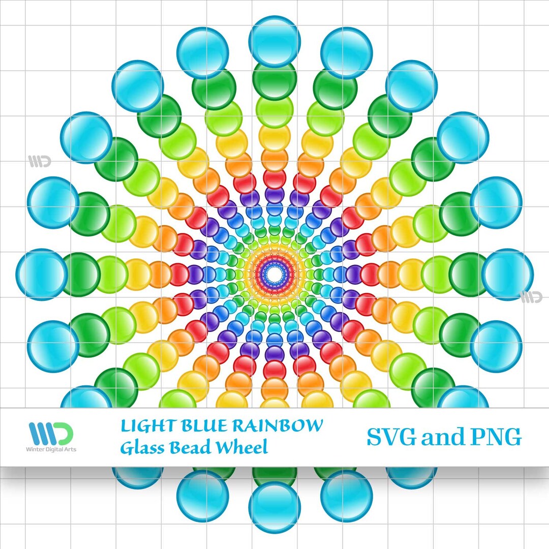 Light Blue SVG and PNG Rainbow Glass Bead Wheel. Digital Downloads for ...