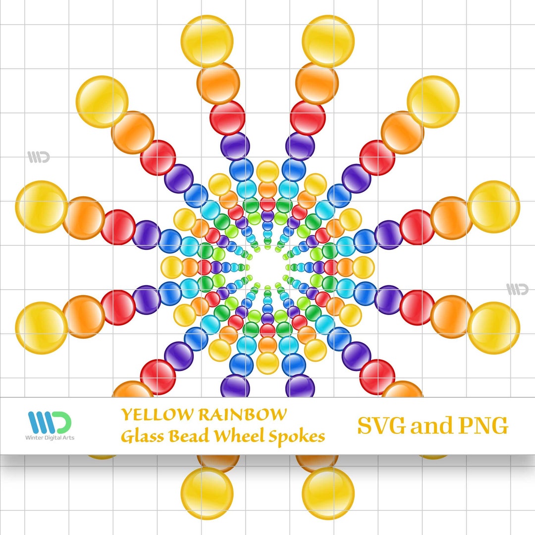 Yellow SVG and PNG Rainbow Glass Bead Wheel Spokes. Digital Downloads ...