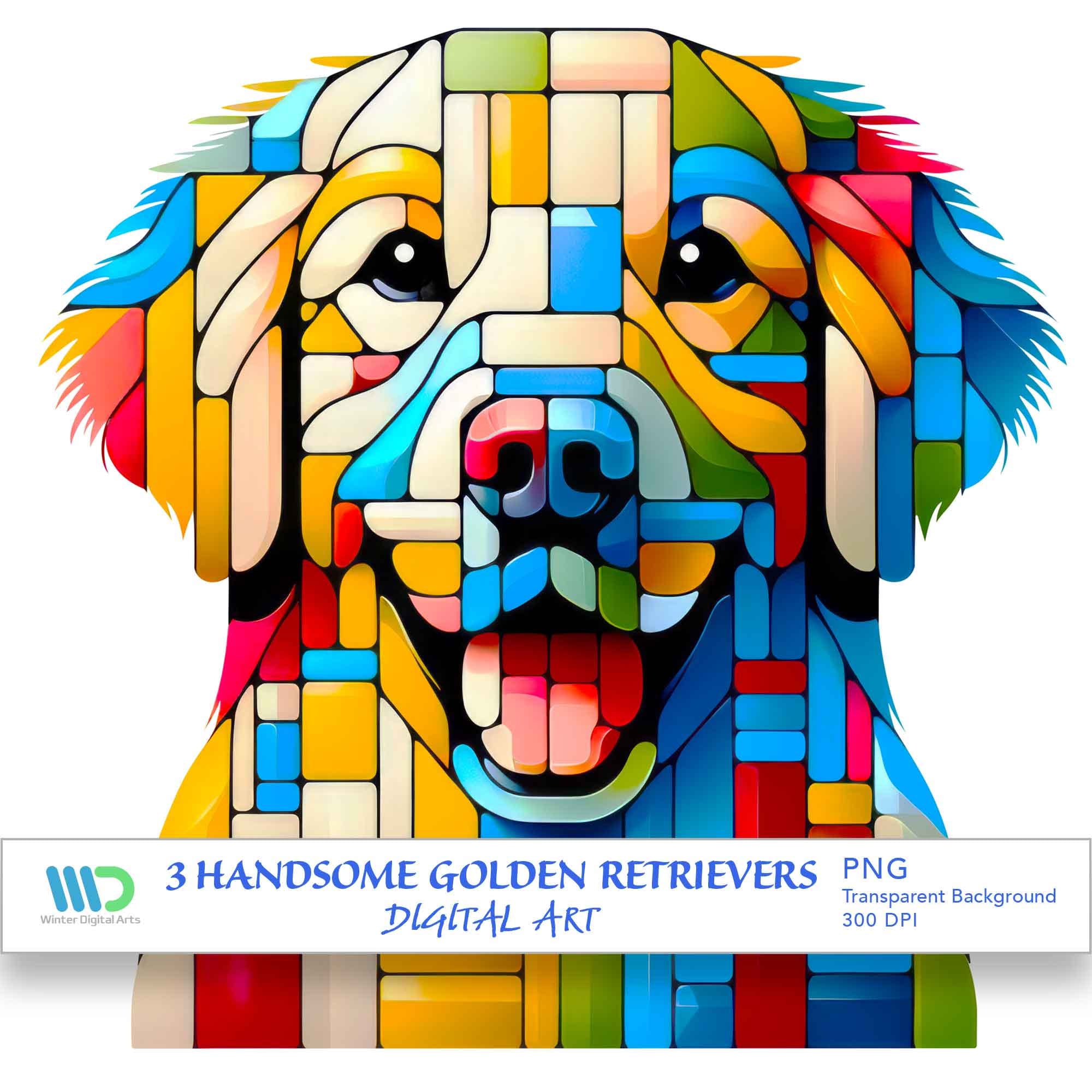 Handsome Golden Retriever Digital Artwork. These Digital Download ...