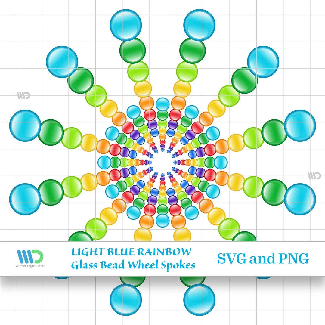 Light Blue SVG and PNG Rainbow Glass Bead Wheel Spokes. Digital ...