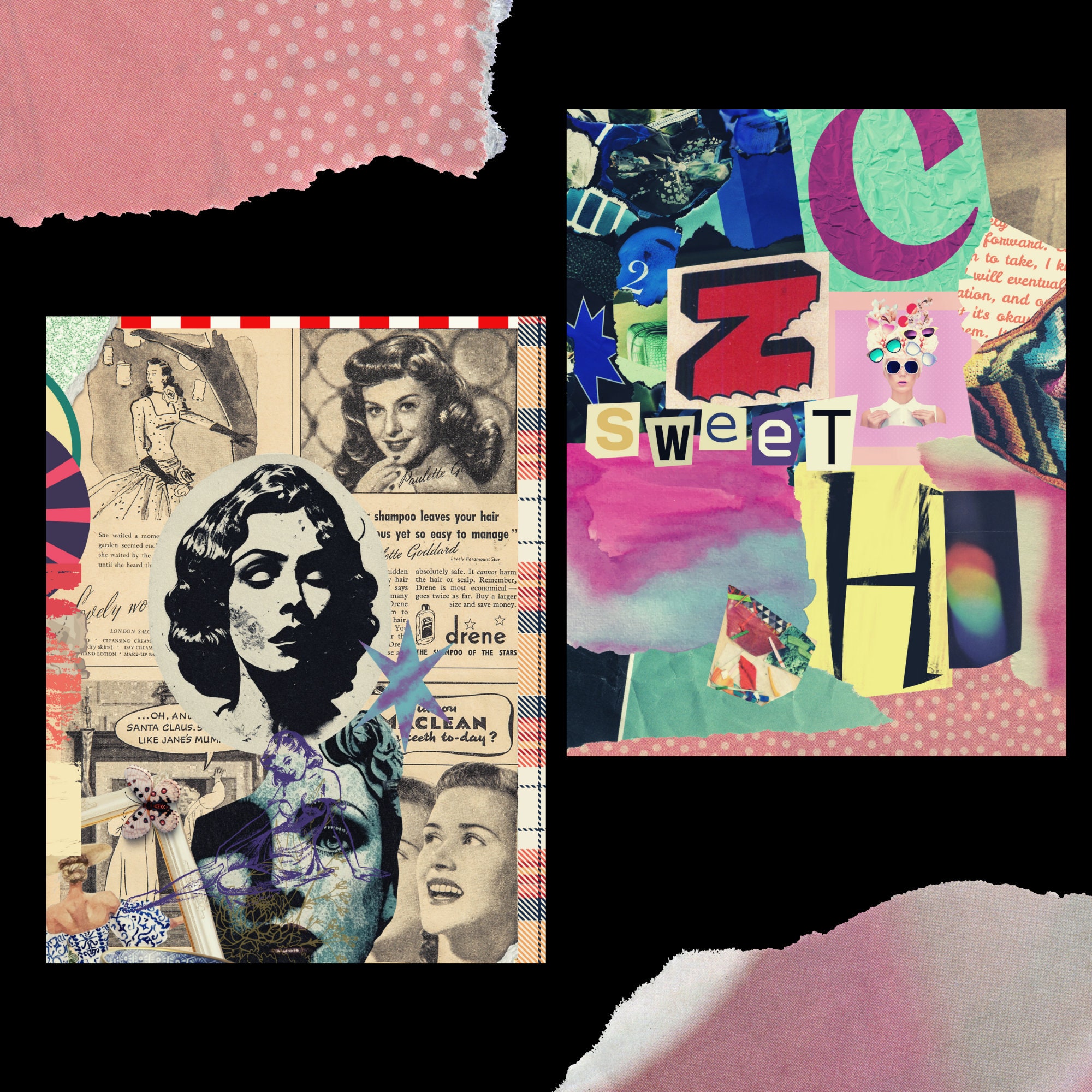 Retro Magazine Collage Paper, Digital Prints, Journaling - Etsy