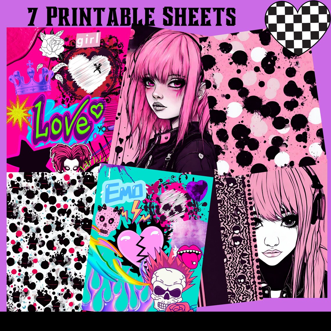 Emo Journal Pages, Digital Prints, Gothic, Collage Sheets, Scrapbooking ...