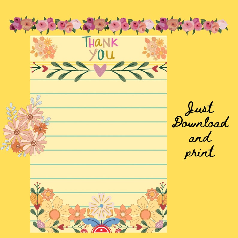 Printable Thank You Letter, PNG Print, Digital Paper - Etsy