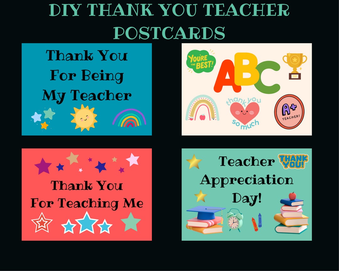Thank You Teacher Card Designs, Digital Prints, PNG - Etsy