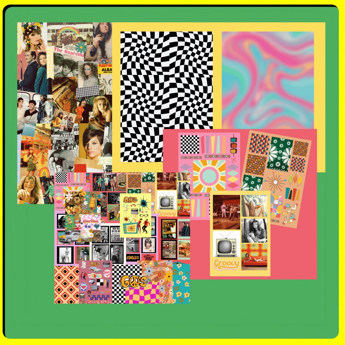 1960's Digital Craft Bundle, 1960s Backgrounds, Digital Paper, Junk ...