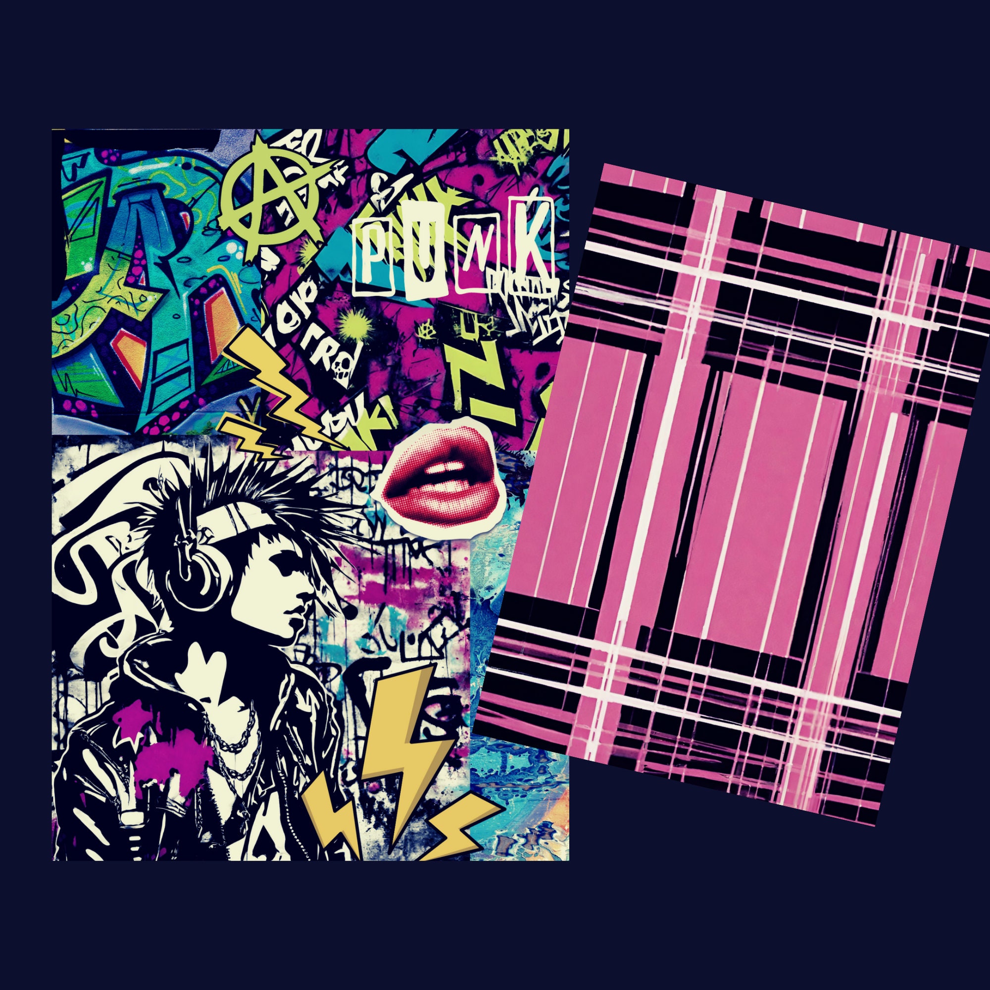 Punk Themed Paper Prints, Scrapbooking, Journal Sheets, Collage ...