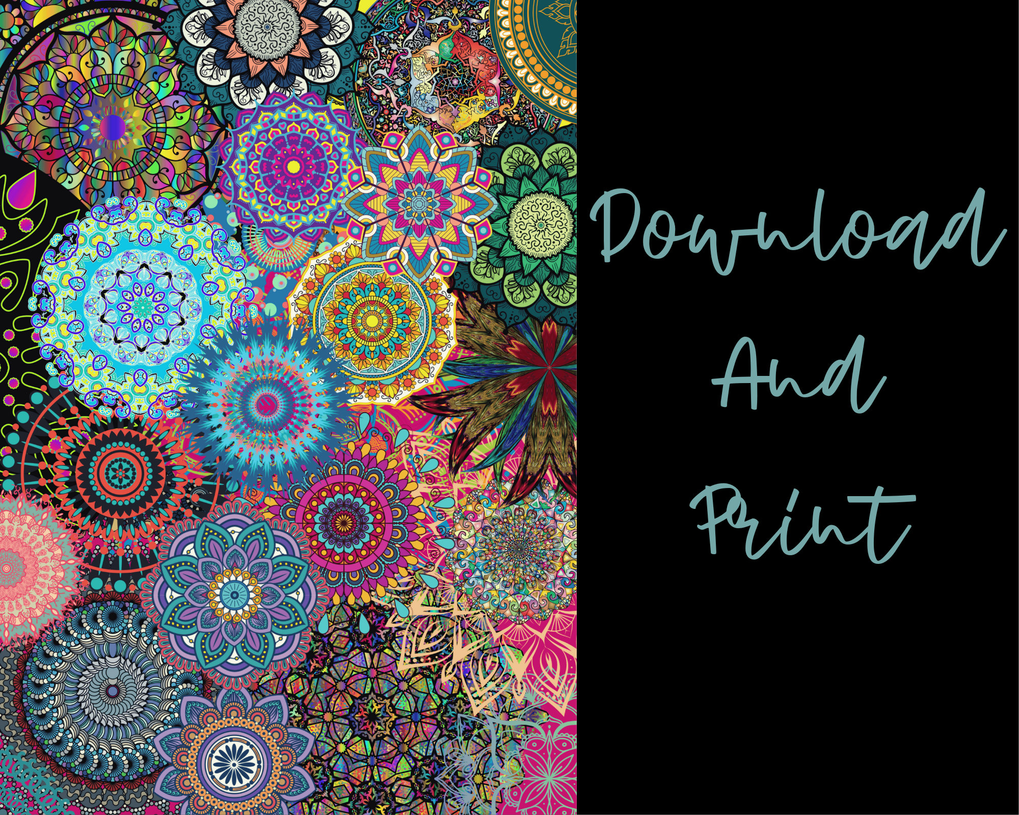 Mandala Collage Sheet Mandala Effect Printable Paper Digital - Etsy