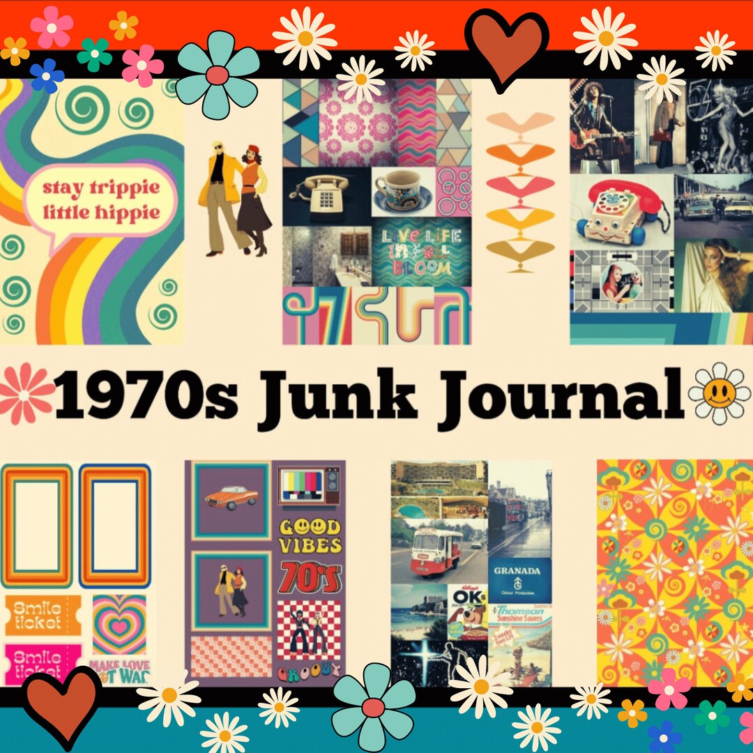1970s Junk Journal, Collage Sheets, Digital Ephemera, Groovy Prints - Etsy