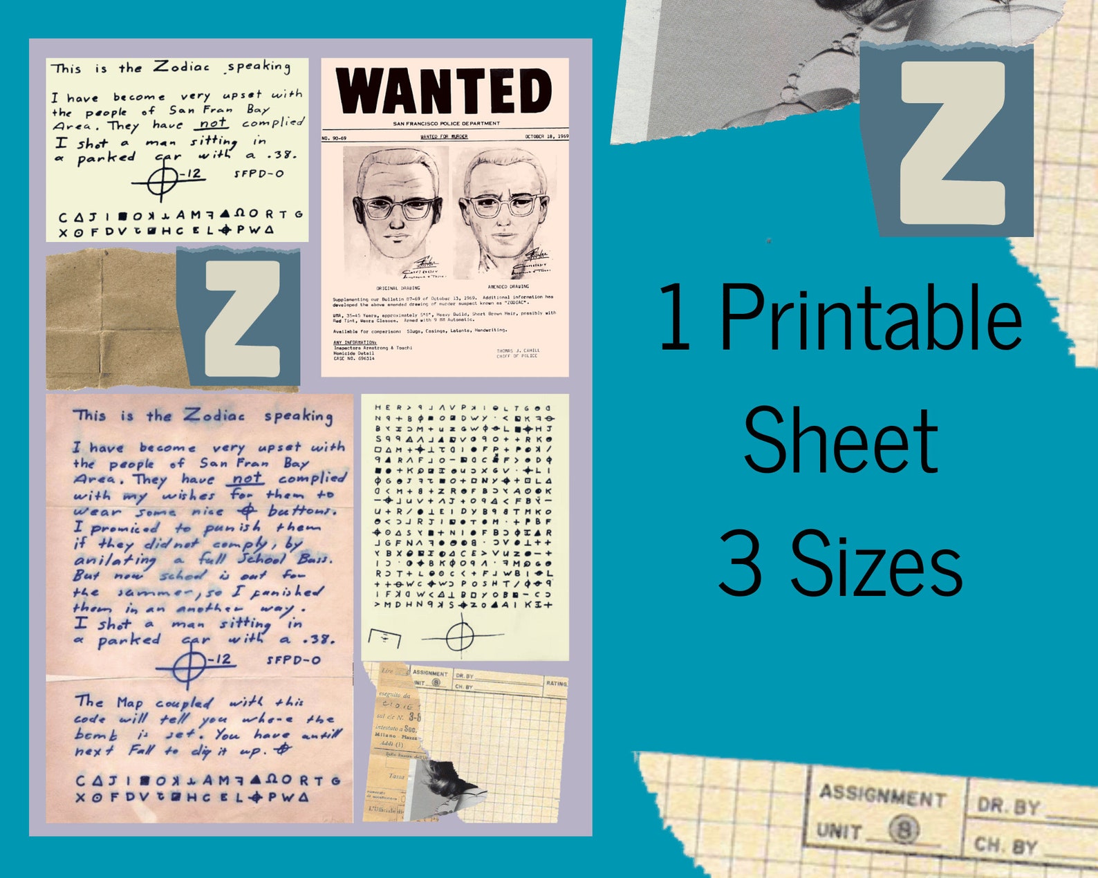 True Crime Themed Collage Print, True Crime Printable, Wall Print ...