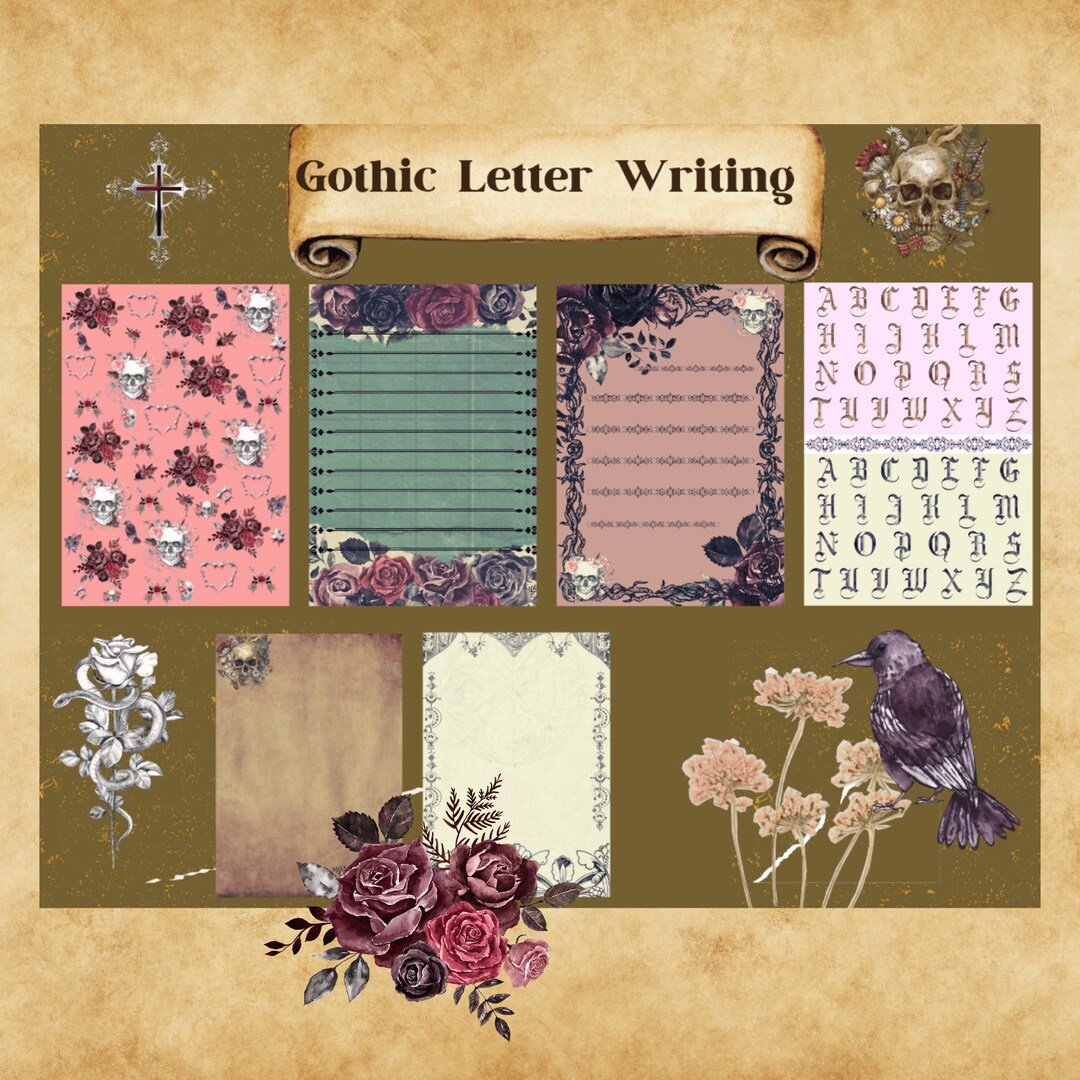 Gothic Mail Art Junk Journal, Digital Paper, DIY Craft, Gothic ...