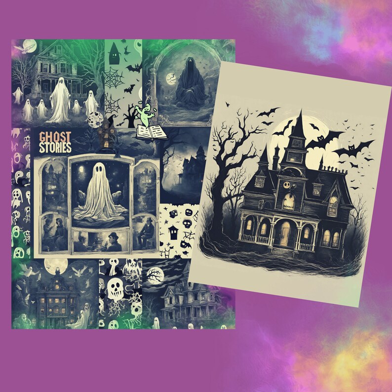 Ghost Prints, Digital Paper, Junk Journal Sheets, Haunted, Paranormal ...