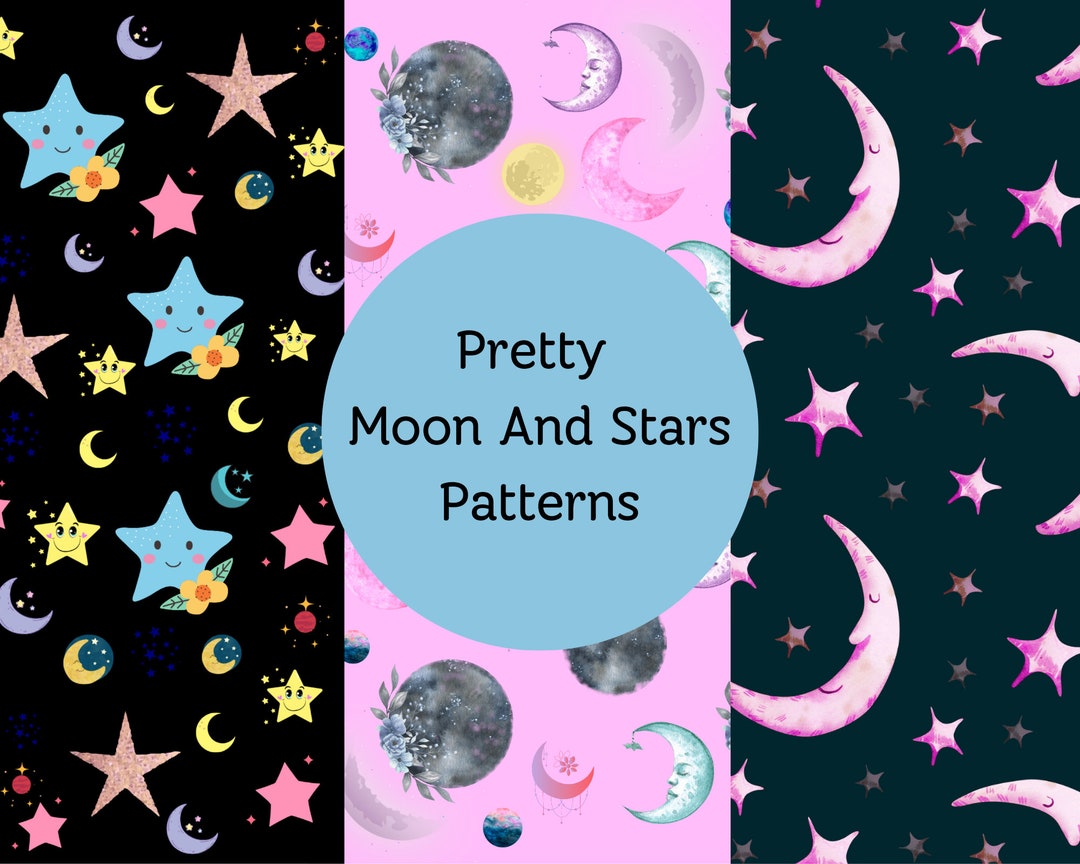 Pretty Moon and Stars Patterns DIY Craft Scrapbook Paper - Etsy UK