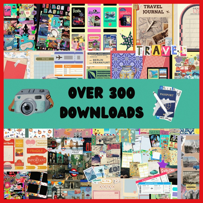 Digital Travel Craft Bundle, Travel Journal, Digital Paper, Junk ...