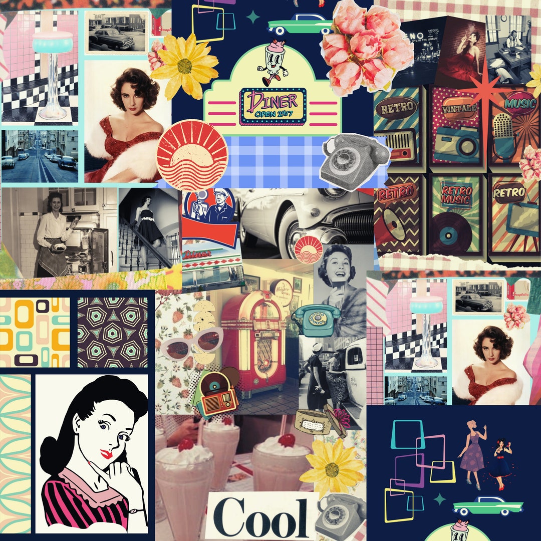 1950s Digital Journal Sheets Retro Journal Spread Scrapbook - Etsy UK