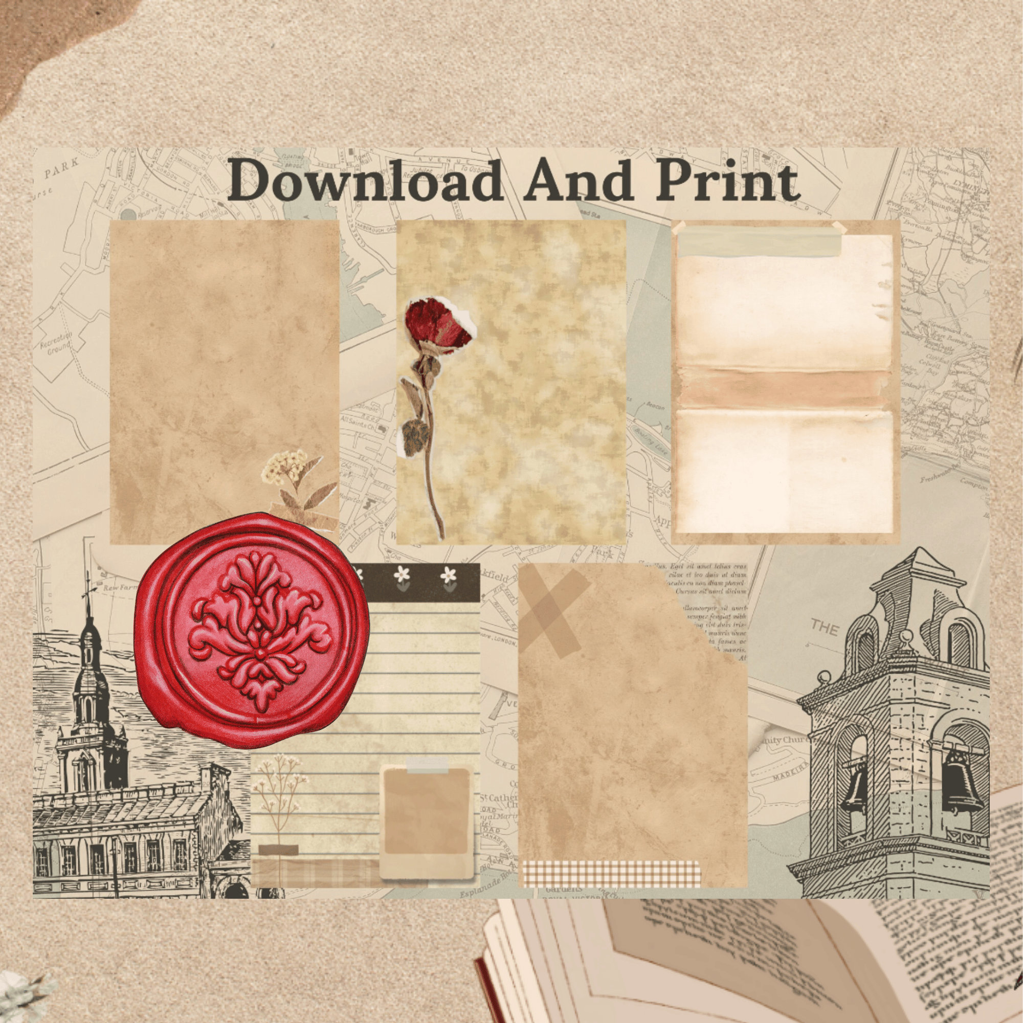 Vintage Paper, Letter Writing, Stationery, Digital Prints, Vintage ...