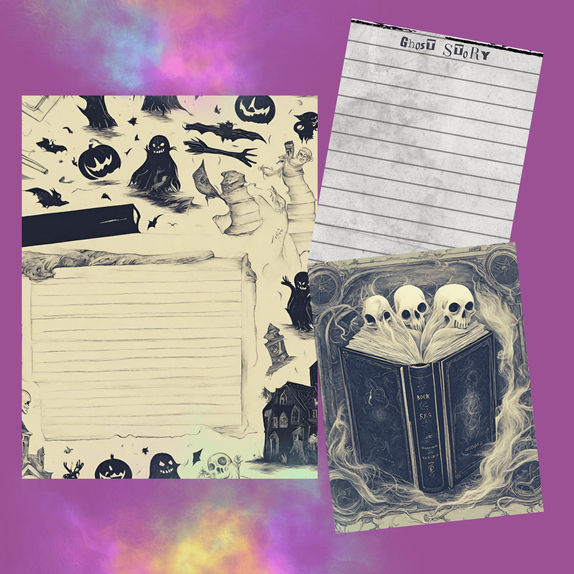 Ghost Prints, Digital Paper, Junk Journal Sheets, Haunted, Paranormal ...