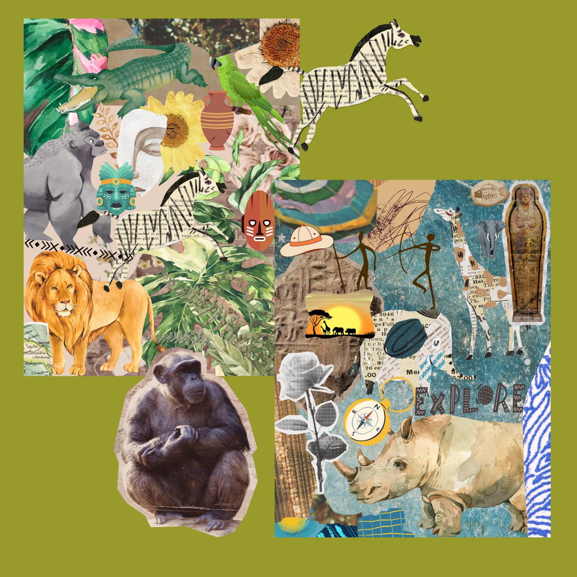 Printable Jungle Backgrounds, Ancient Explorer, Scrapbooking, Digital ...