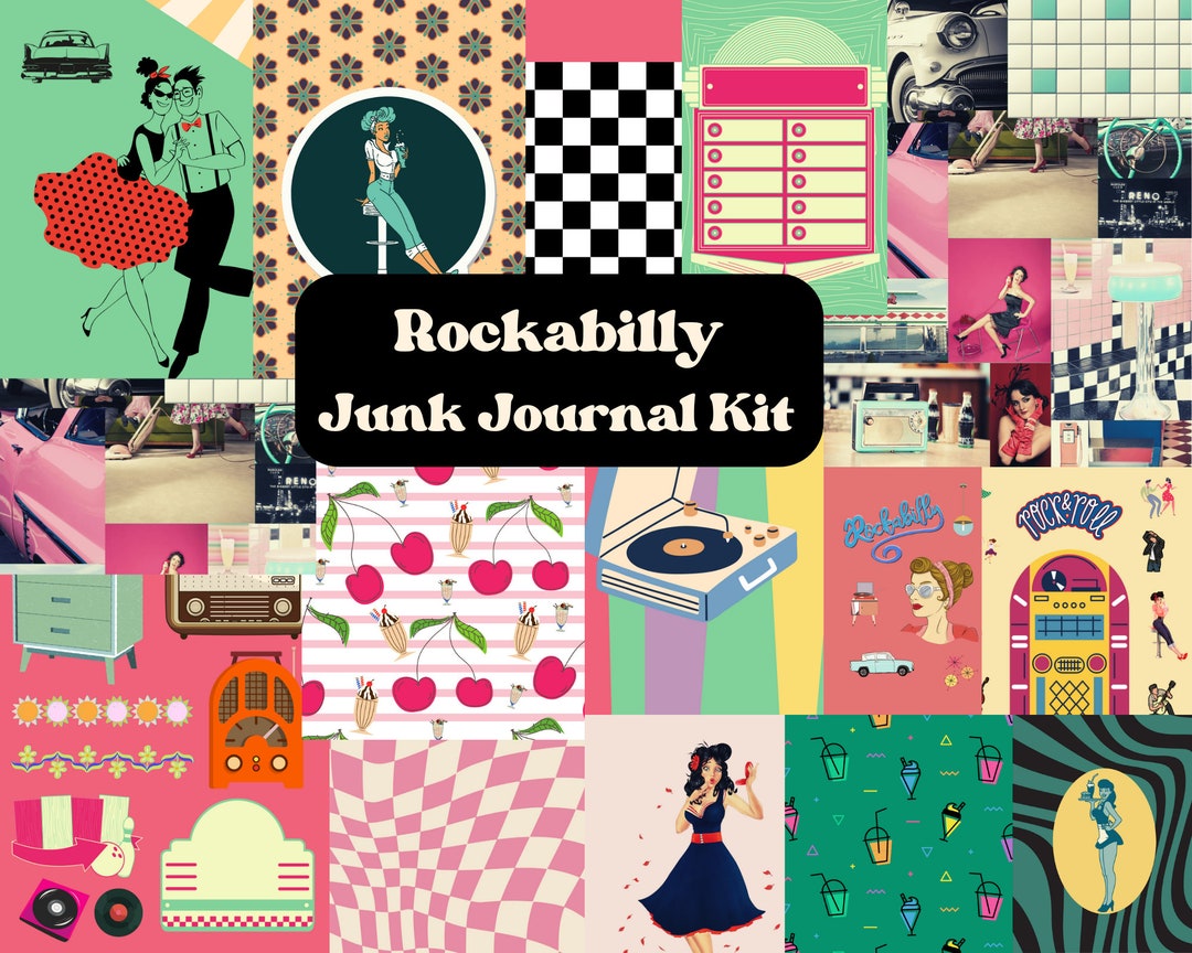 Rockabilly Backgrounds, 1950s Diner, Digital Paper, Retro Collage ...