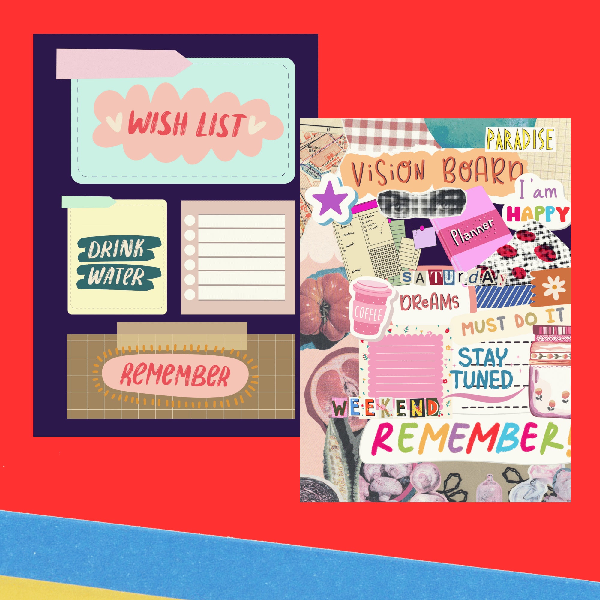 New You Prints, Junk Journal Pages, Collage, Digital Paper, Retro Style ...