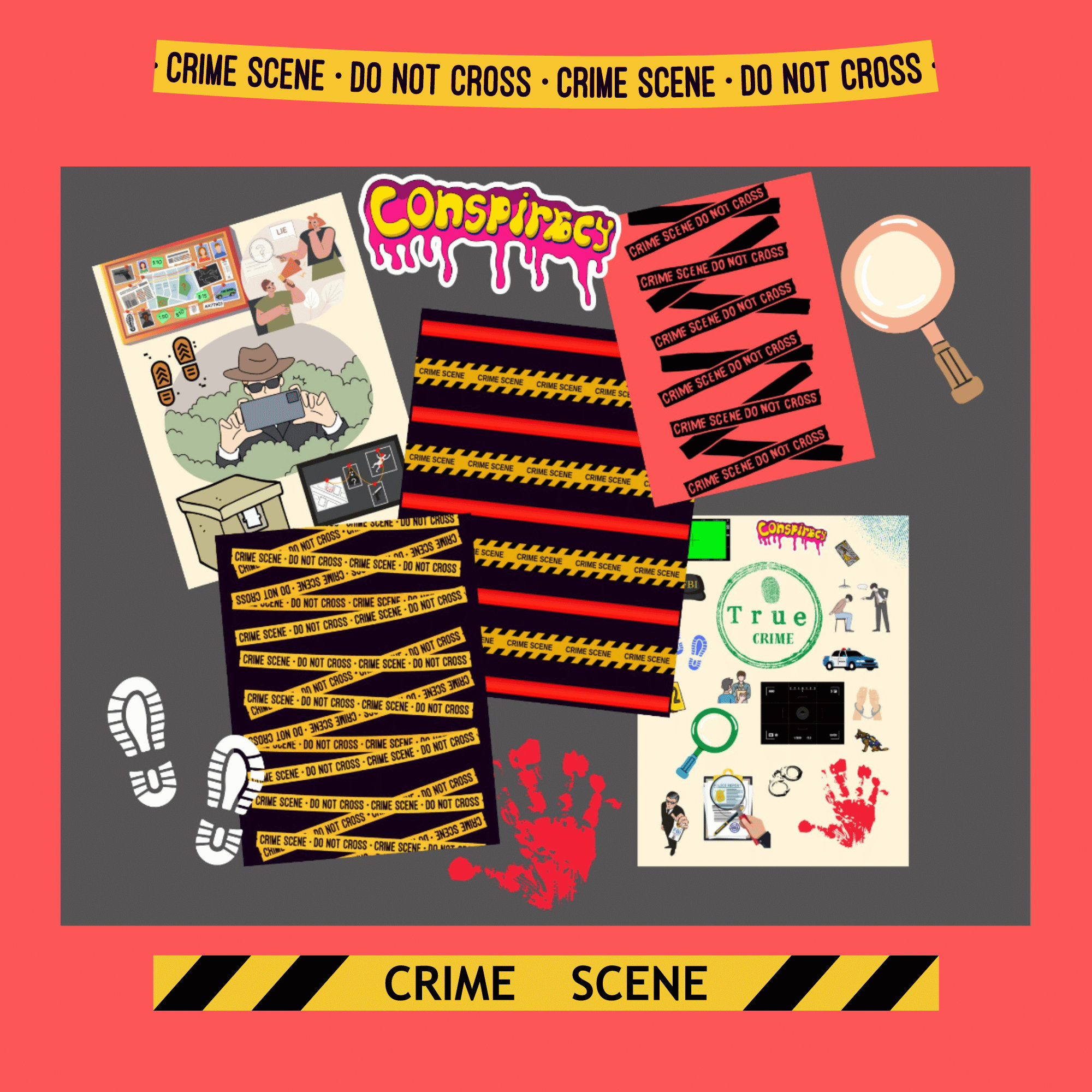Digital Crime Paper, True Crime Decorative Paper Sheets, Scrapbook ...
