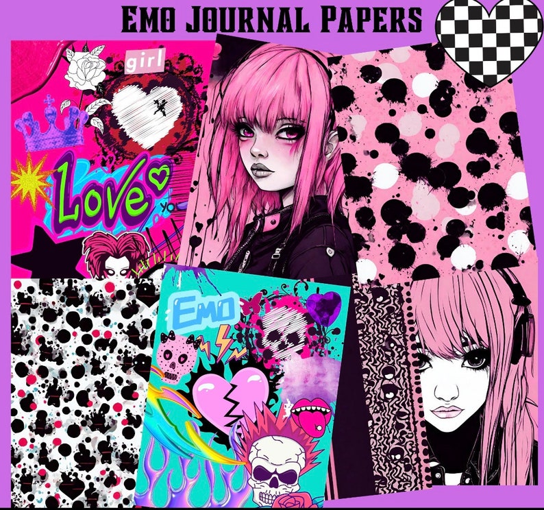 Emo Journal Pages, Digital Prints, Gothic, Collage Sheets, Scrapbooking ...