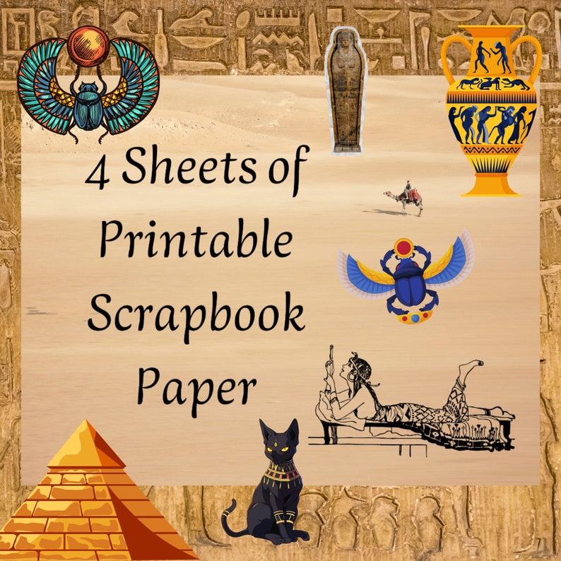 Printable Egyptian Scrapbook Paper, Digital Download, Journal Papers ...
