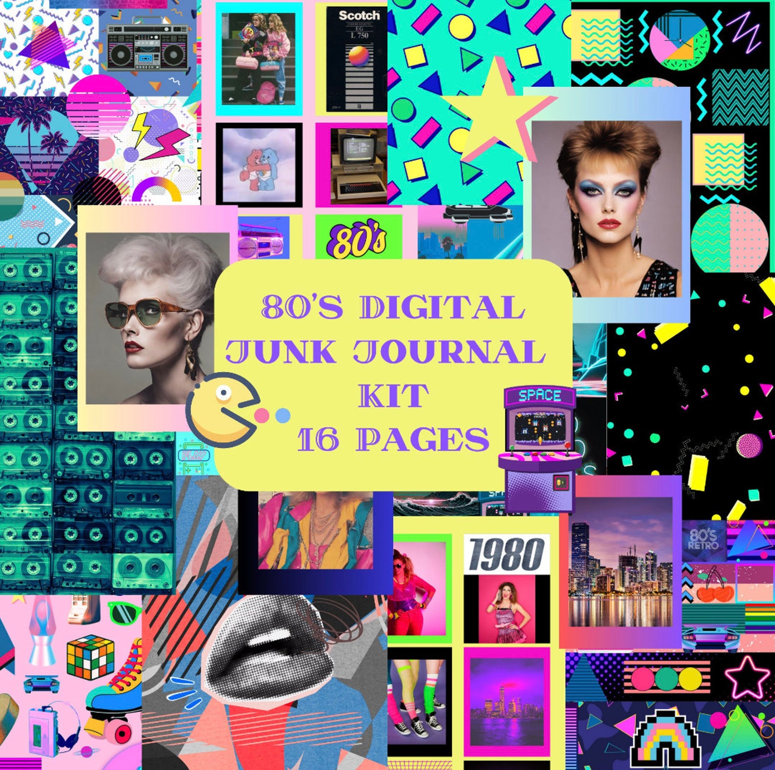 1980s Junk Journal Kit: Retro Digital Collage Sheets (digital Download ...