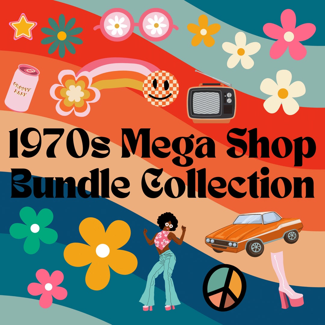 Digital 1970s Craft Kit, Digital Paper, Shop Bundle, 70s Backgrounds ...