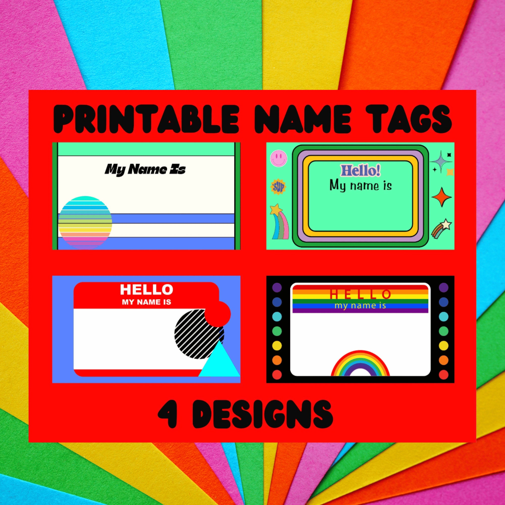 Name Tag Prints, Digital Labels, Badge Inserts, PNG, Printable, DIY ...