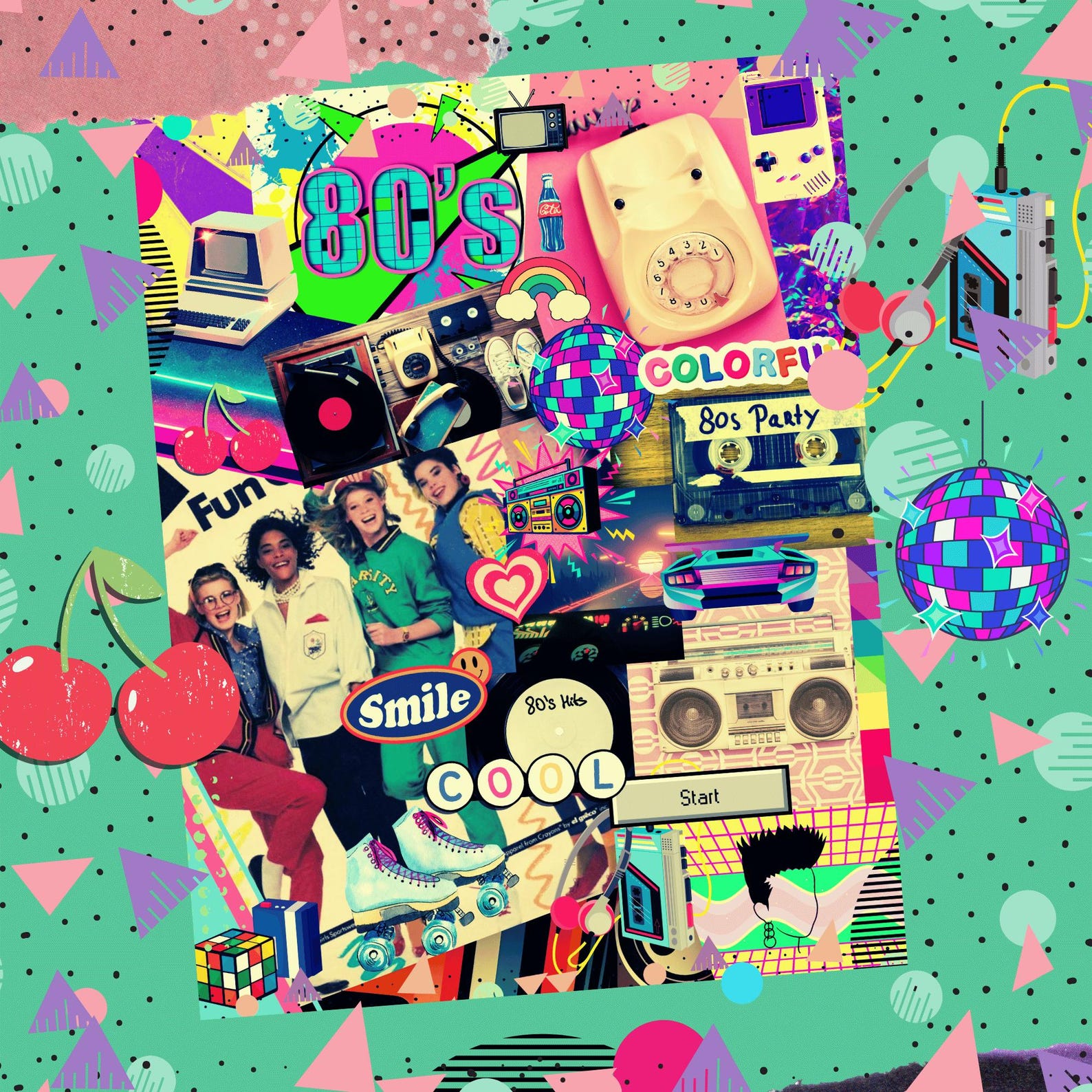 Printable 80s Collage PNG, Junk Journal, Scrapbooking, Digital Download ...