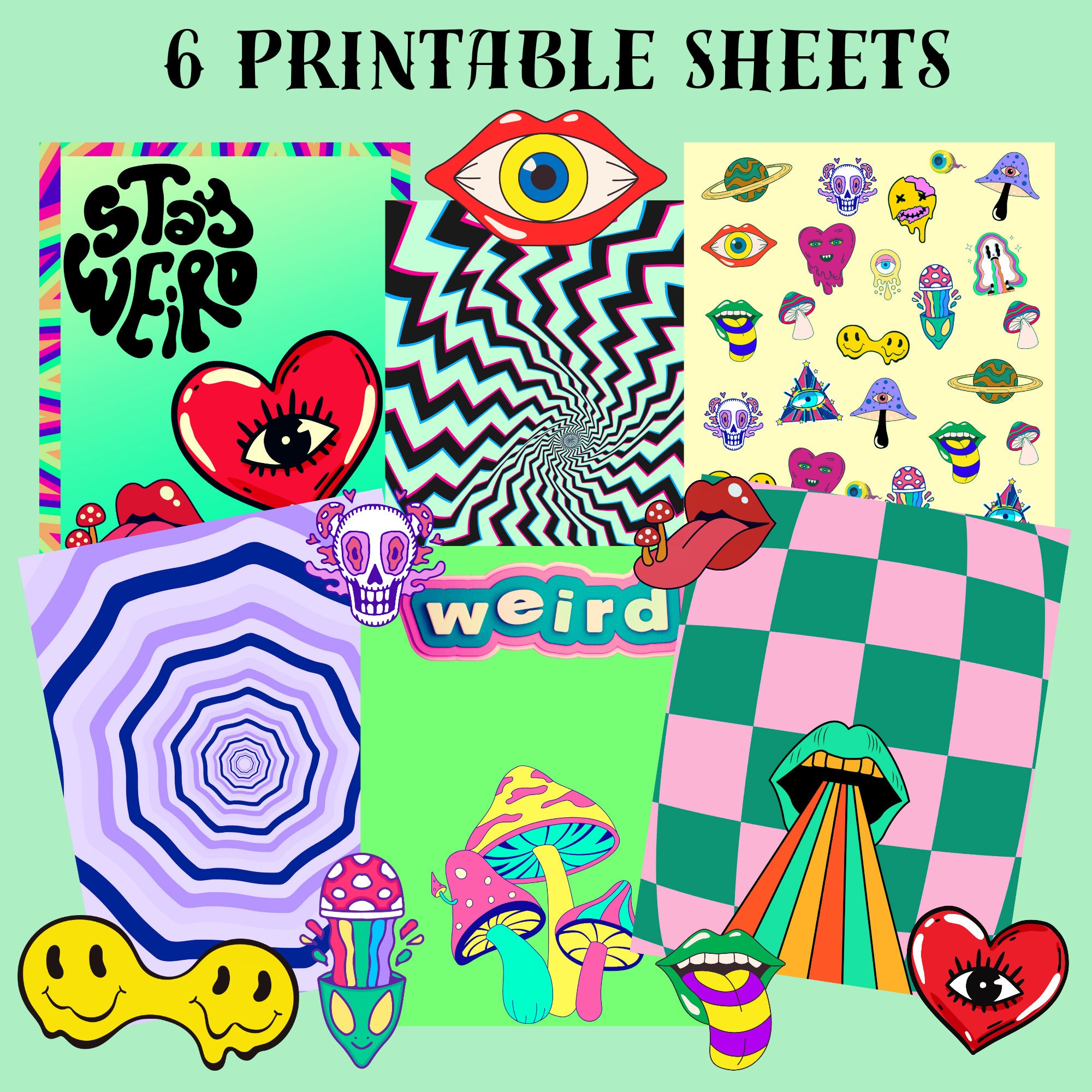 Weirdcore Backgrounds Prints, Digital Paper, Journal Sheets, DIY Craft ...